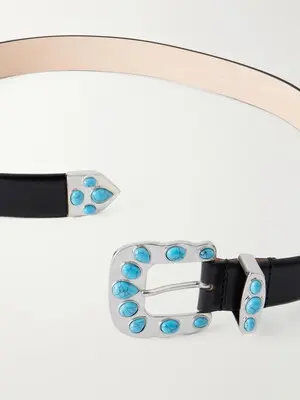 DEHANCHE Juna Turquoise-embellished Leather Belt