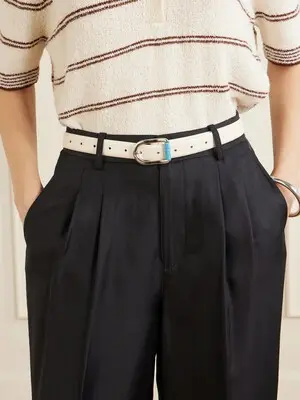DEHANCHE Mija Leather Belt With Turquoise Embellishment - Neutrals