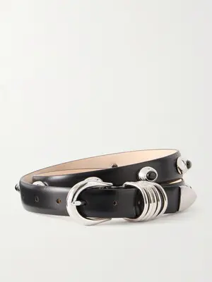 DEHANCHE Hollyhock Embellished Leather Belt - Black