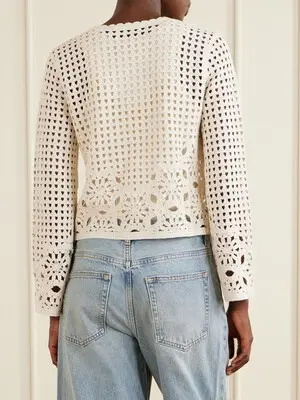 FRAME The Postcard Crocheted Cotton Cardigan