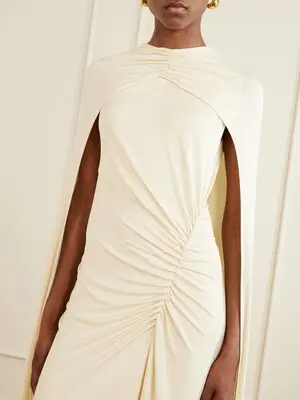 Simkhai Cape-effect Gathered Jersey Gown