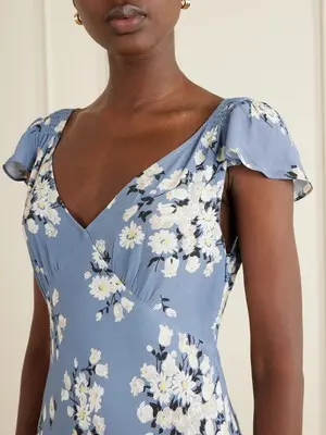 Rixo Cathy Floral-print Crepe Midi Dress