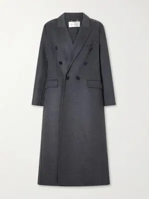 Victoria Beckham Double-breasted Wool-blend Long Coat - Gray