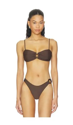 Faithfull The Brand Maya Bikini Top In Brown - Cedar