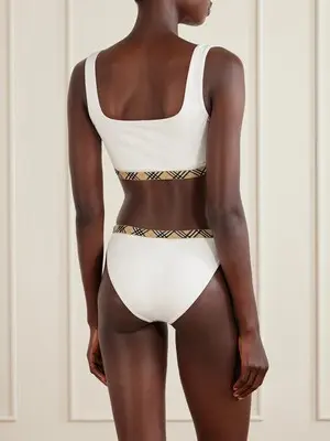 Burberry Samphire Checked Bikini Bottom - White
