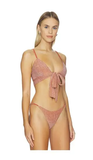 Free People Sydney Bikini Top Metallic Tie-front