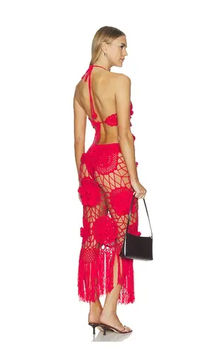 Giuseppe Di Morabito Crochet Knit Halterneck Maxi Dress