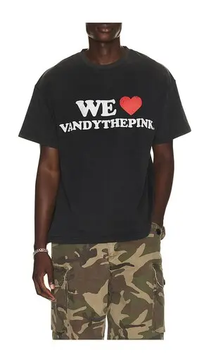 VANDYTHEPINK We Love Vtp Tee In Black - Washed Black