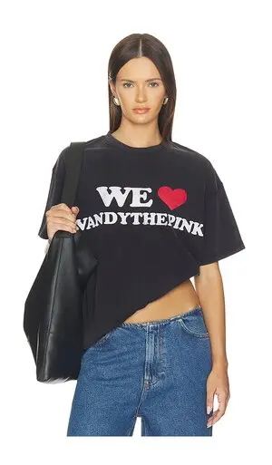 VANDYTHEPINK We Love Vtp Tee In Black - Washed Black
