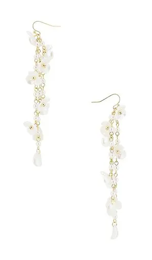 LOVERS AND FRIENDS Gold-tone Floral Detail Drop Earrings With Faux Pearl