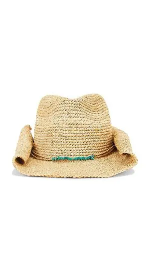 FLORABELLA Florabella Tanya Crochet Raffia Cowboy Hat In Neutral.