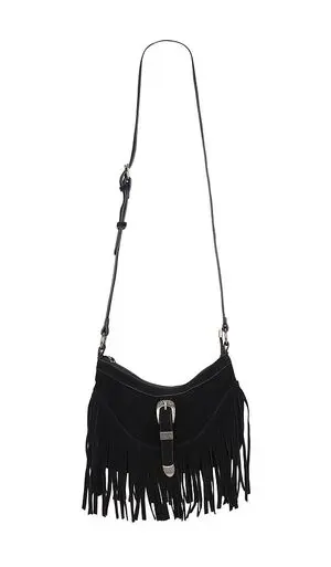 PETIT MOMENTS Montana Suede Fringe Shoulder Bag - Black