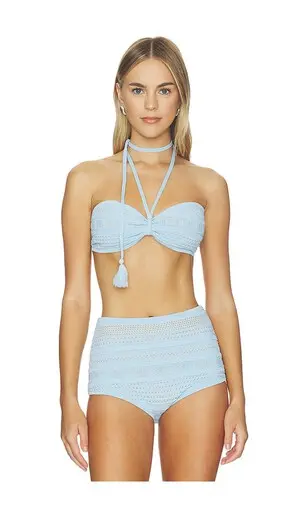 Devon Windsor Vana Bikini Top In Baby Blue - Celeste