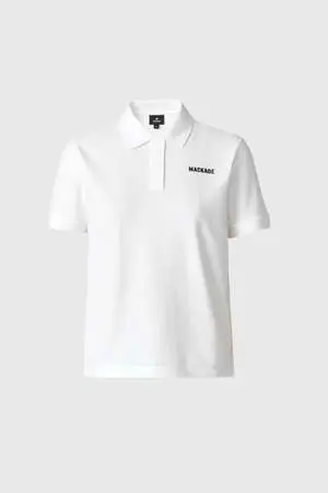 Mackage Short Sleeve Organic Cotton Pique Polo - White-navy