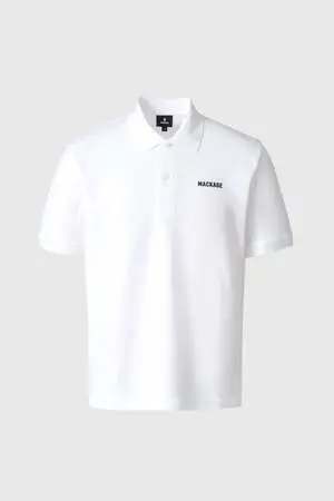 Mackage Pablo-cr Flat Knit Rib Collar Polo - White-navy