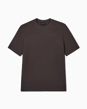 Giorgio Armani T-shirt Regular Fit Chevron Jacquard Stretch Virgin Wool - Brown