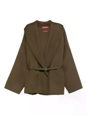 Max Mara Belted Shawl Collar Jacket - Brown