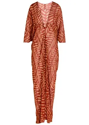 Johanna Ortiz Sensory Tapestry Georgette Maxi Kaftan Dress - Red