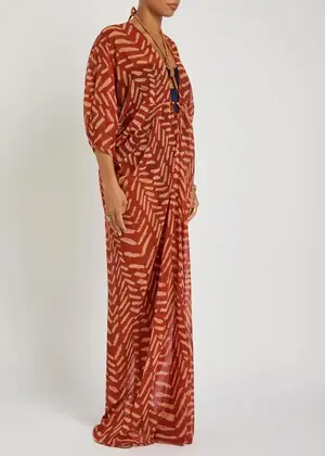 Johanna Ortiz Sensory Tapestry Georgette Maxi Kaftan Dress