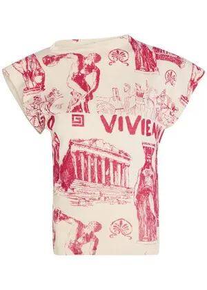 VIVIENNE WESTWOOD Justine Printed Cotton And Cashmere-blend T-shirt - White