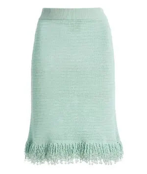 Paris Georgia Fringe Cotton Midi Skirt - Blue