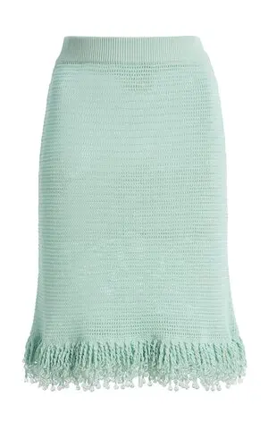 Paris Georgia Paris Georgia Fringe Cotton Midi Skirt Blue