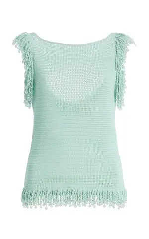 Paris Georgia Fringe Crochet Top - Blue
