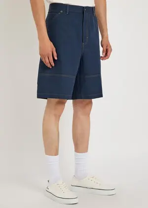 Moncler Wide-leg Cotton And Linen-blend Shorts