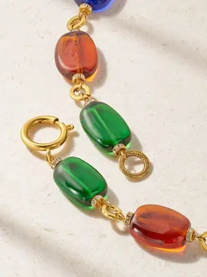 SUSAN CAPLAN Chanel Vintage 1980 Gold-plated Gripoix Crystal Necklace