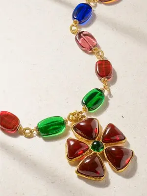 SUSAN CAPLAN Chanel Vintage 1980 Gold-plated Gripoix Crystal Necklace - Multi