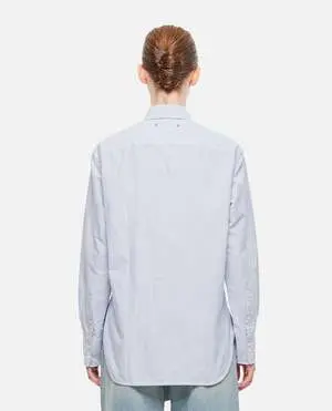 GOLDEN GOOSE Striped Cotton Oxford Shirt - Azzurro