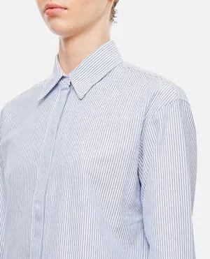 GOLDEN GOOSE Striped Cotton Oxford Shirt - Azzurro