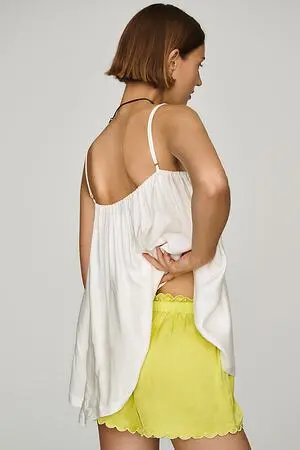 LYREBIRD Silken Scalloped Lounge Shorts - Limeade