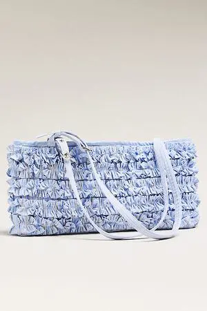 DAMSON MADDER Sophia Ruffle Baguette Shoulder Bag - Light Blue