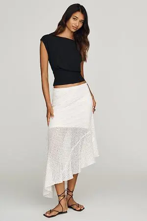 Anthropologie Ribbed Boatneck Cap Sleeve Top - Black