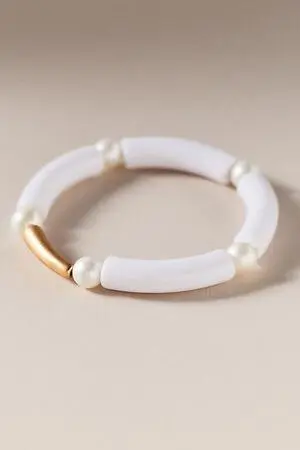 Anthropologie Pearl Shell Tube Bracelet - White