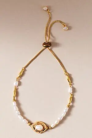 Anthropologie Freshwater Pearls Organic Bracelet - Gold
