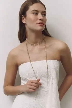 Anthropologie Beaded Fringe Scarf Necklace
