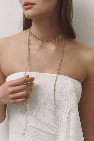 Anthropologie Beaded Fringe Scarf Necklace