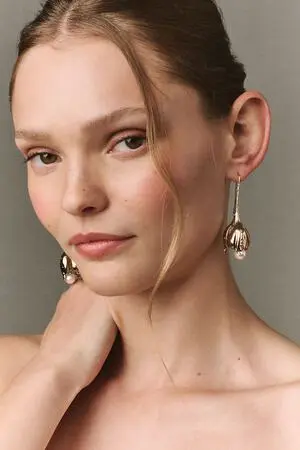 OLIVE & PIPER Mara Tulip French Hook Earrings With Freshwater Pearls