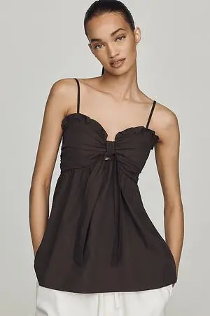 Maeve Cotton Ruffle Cami - Brown