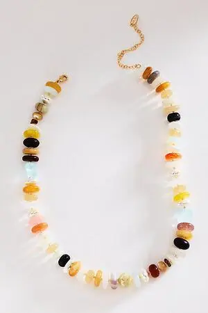 Anthropologie Chunky Beaded Necklace - Neutral Pattern