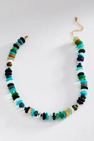 Anthropologie Chunky Beaded Necklace - Turquoise