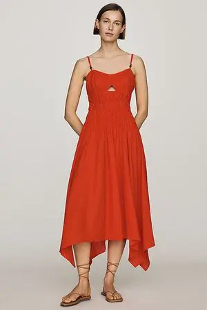 Avec Les Filles Shirred Dress - Bright Red
