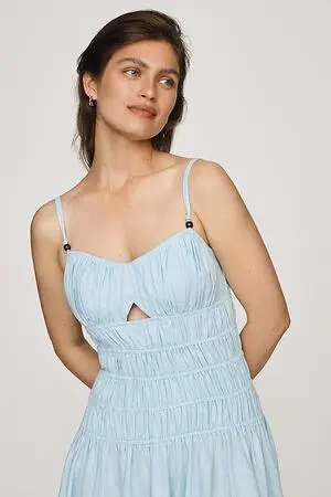 Avec Les Filles Shirred Midi Dress