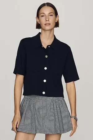NVLT Short-sleeve Knit Jacket - Navy