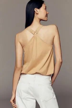 Anthropologie Embellished Bubble Top - Iced Coffee