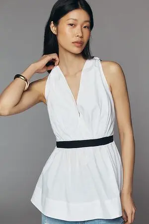 Anthropologie Cotton Open Back Plunge Top