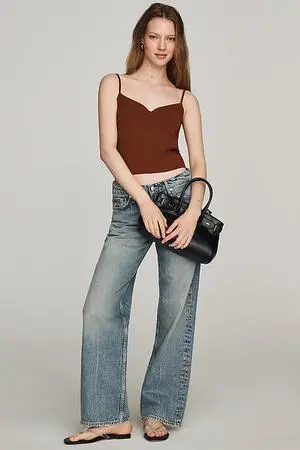 Maeve Sweetheart Neckline Tank Top - Chocolate Brown