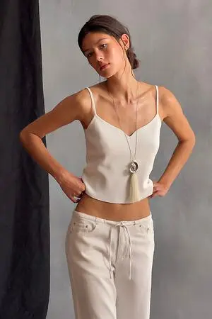 Maeve Sweetheart Neckline Tank Top - Ivory